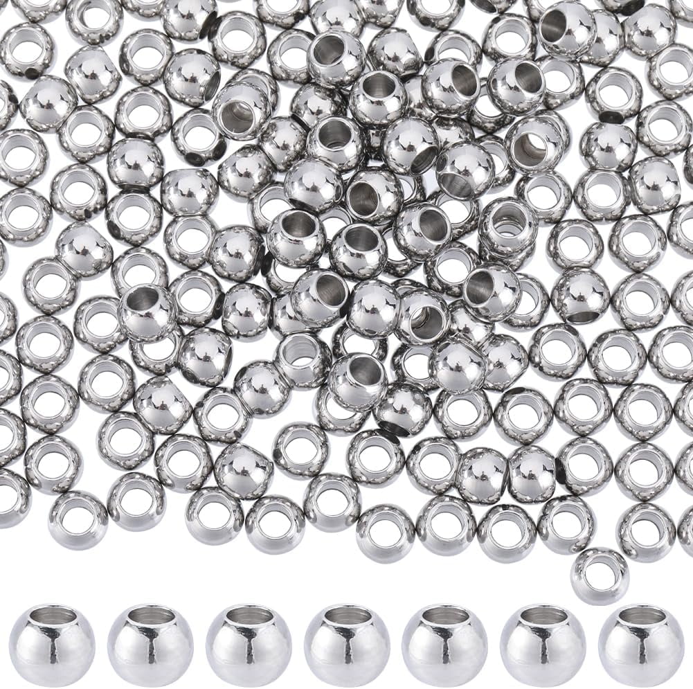 1 Box 200Pcs Stainless Steel Beads 5mm Spacer Beads Round Rondelle ...