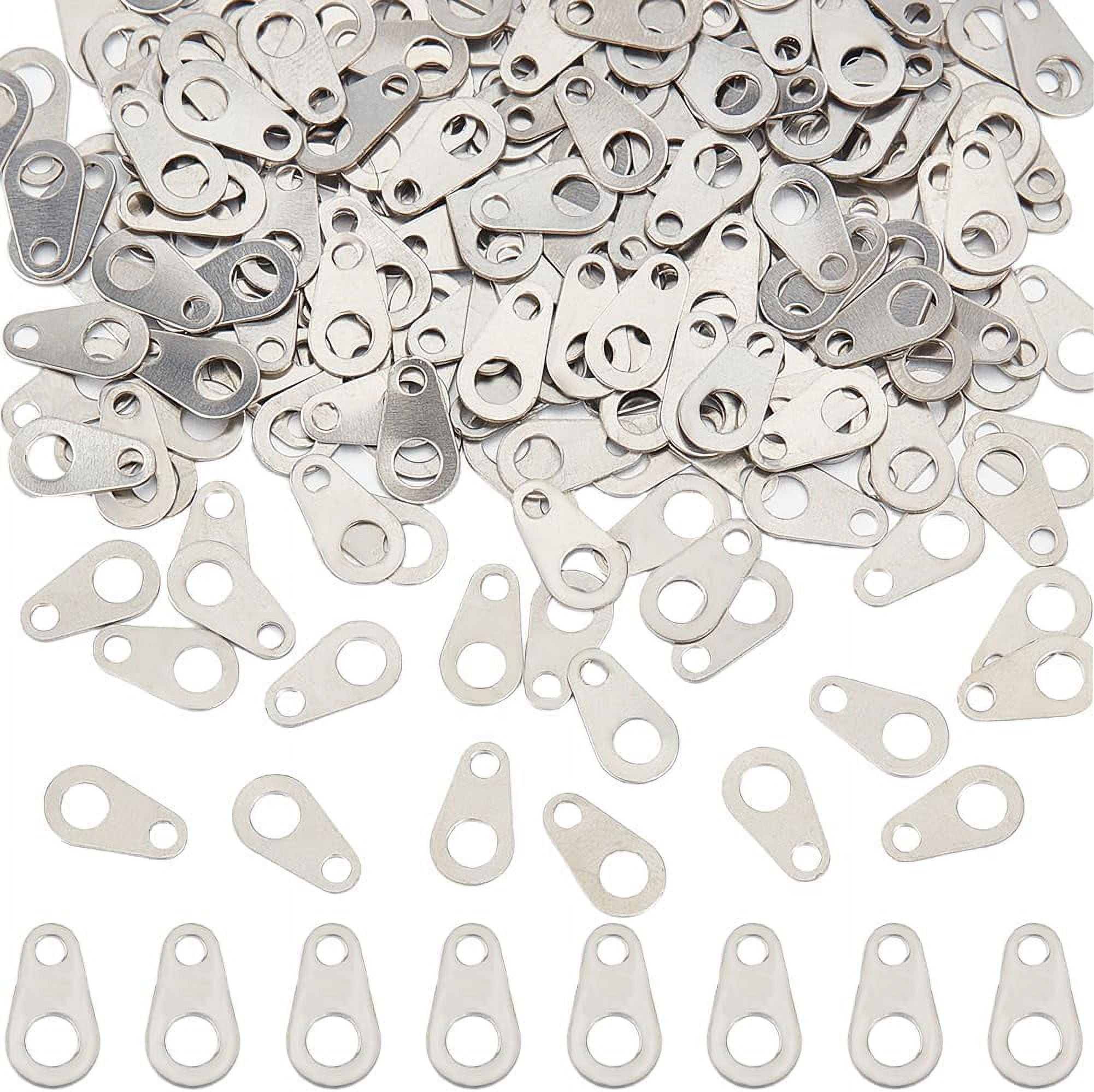 1 Box 200Pcs Stainless Steel Chain Tabs Oval Chain Extender Connectors ...