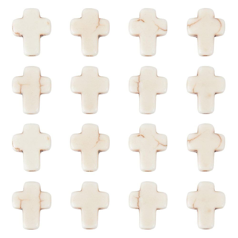 1 Box 200Pcs White Cross Beads Synthetic Turquoise Tiny Small Cross ...