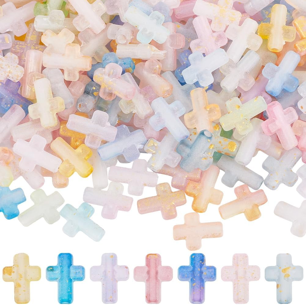 1 Box 200pcs Acrylic Cross Bead Mini Cross Beads Easter Rosary Small ...