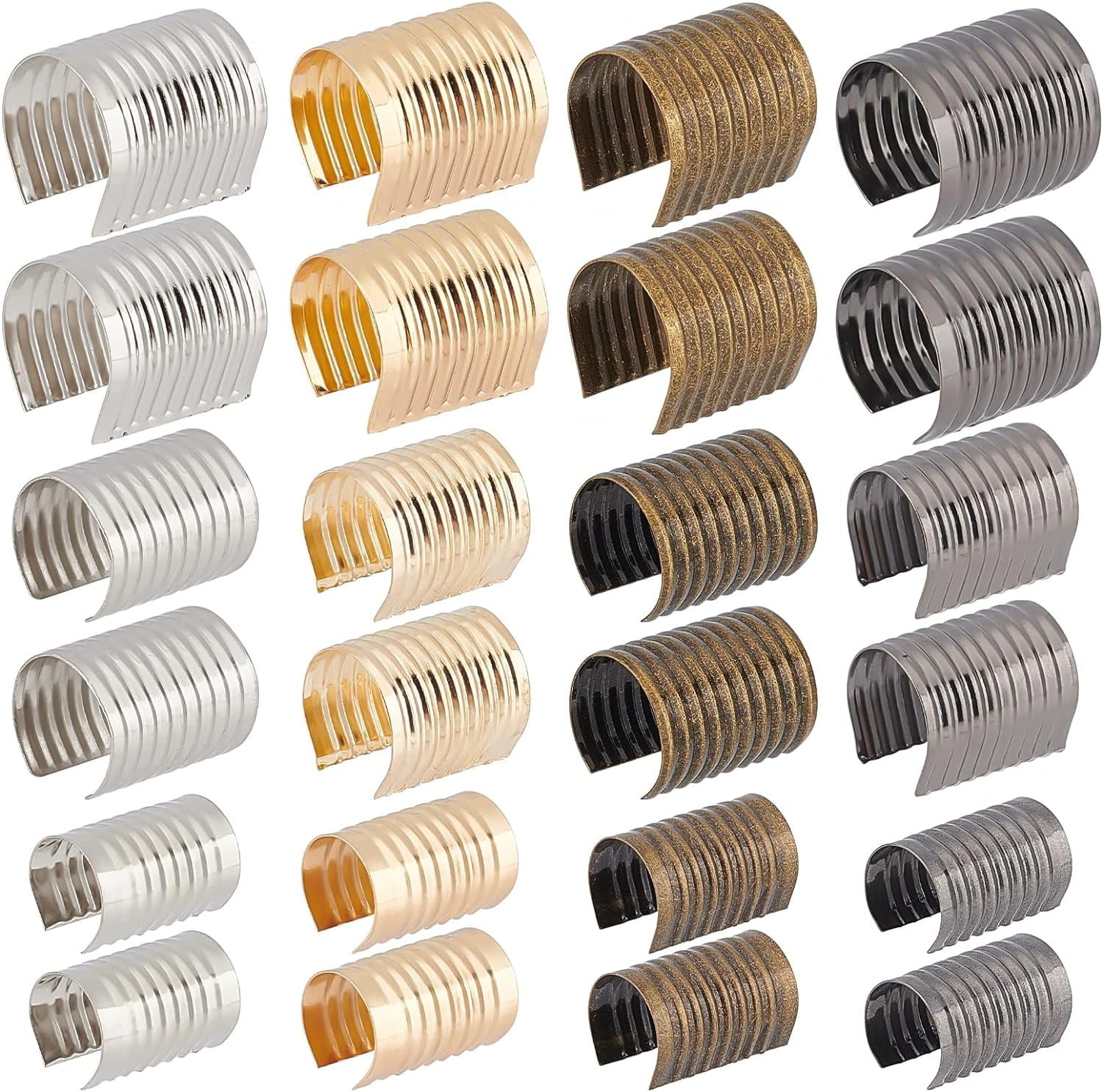 1 Box 200pcs Leather Rope Clip 3 Sizes Cylindrical Opening Crimps 4 ...