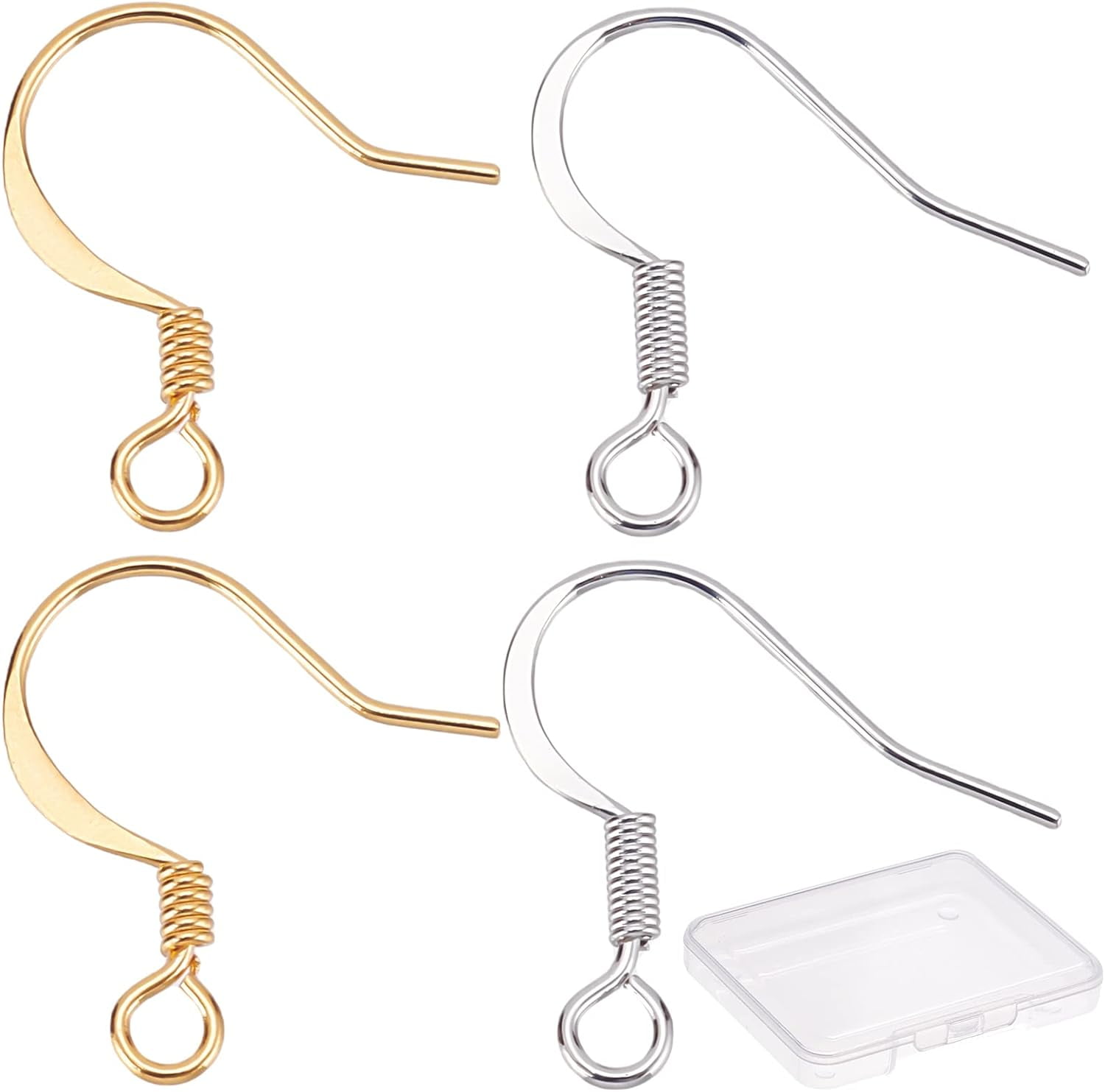 1 Box 200pcs Real 18K Gold Plated Earring Hooks Brass Ear Fishhook ...