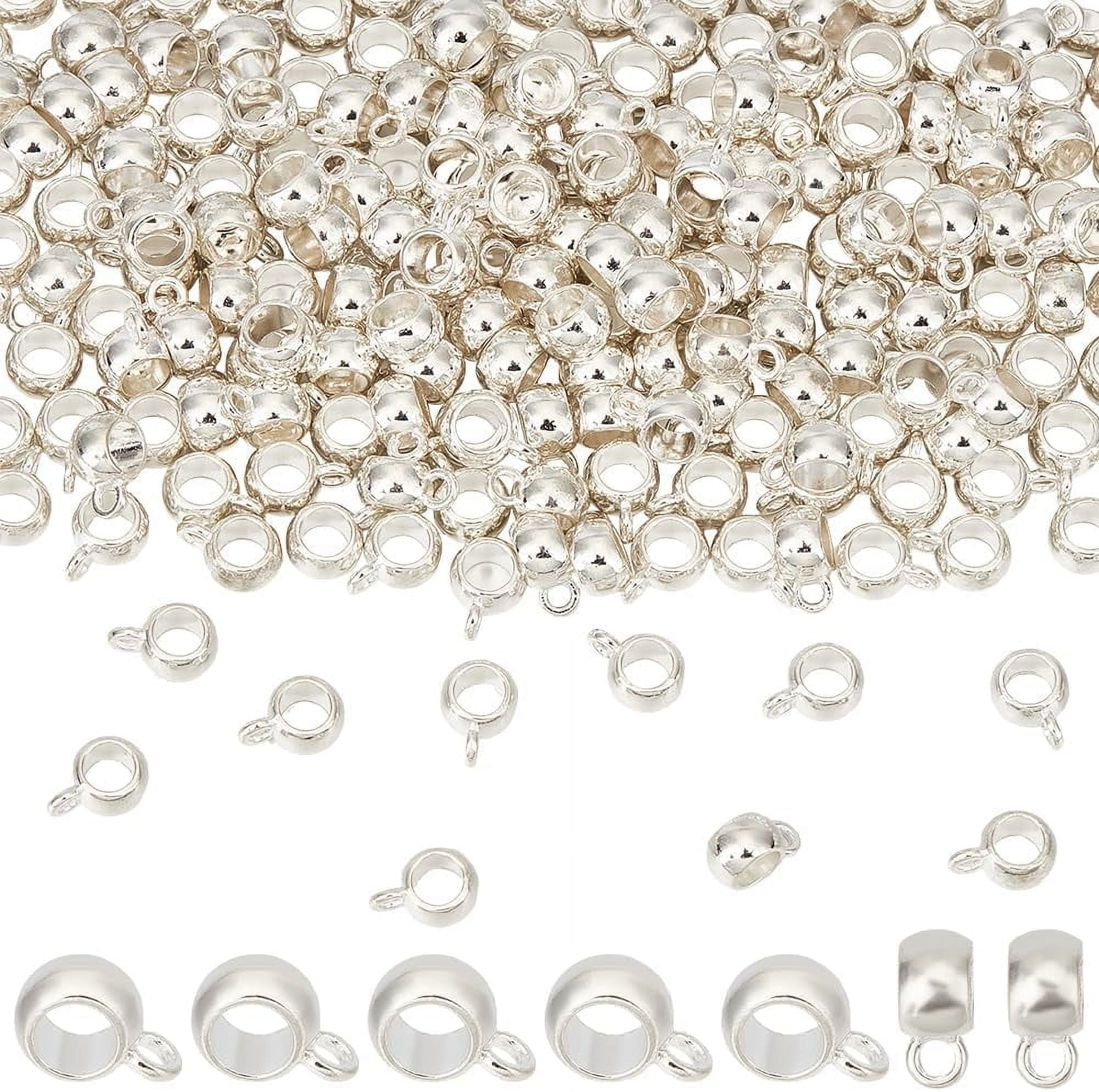 1 Box 200pcs Silver Bail Tube Beads Bail Spacer Beads Alloy Hanger ...