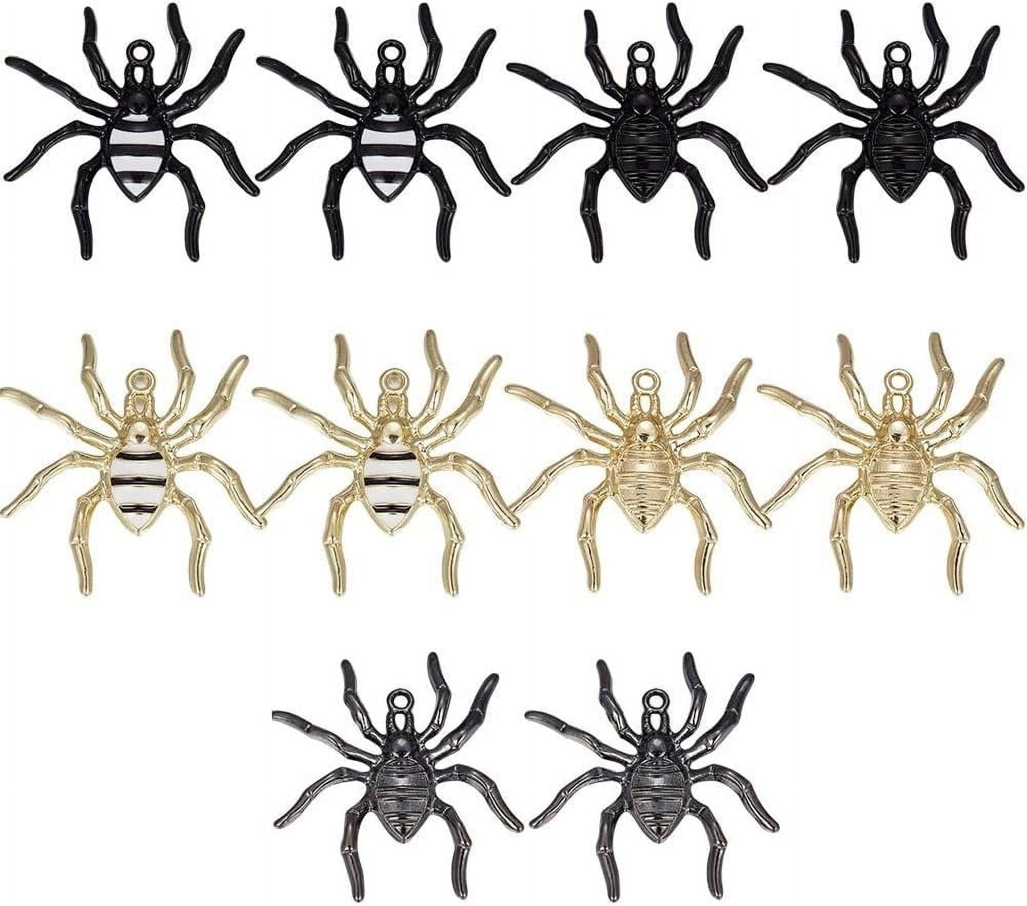 1 Box 20PCS 5 Style Large Spider Charm Gold Black Spider Charms Bulk Holiday Gothic Spiders ...