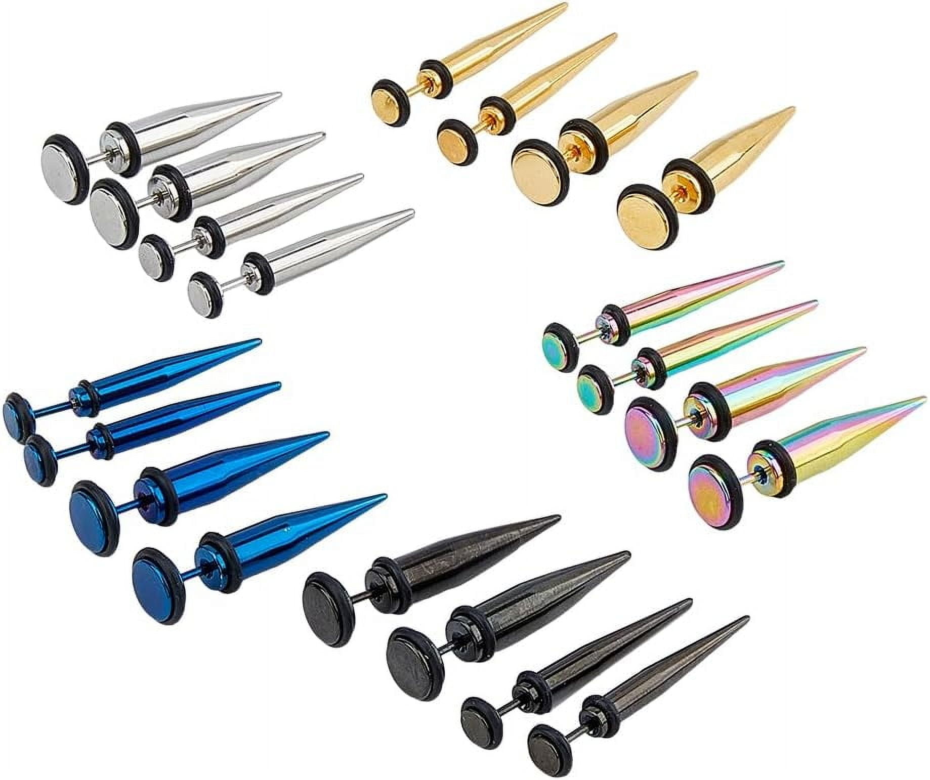 1 Box 20Pc Tapers Earrings Tunnel Cheater Piercing Earrings Spike Stud ...
