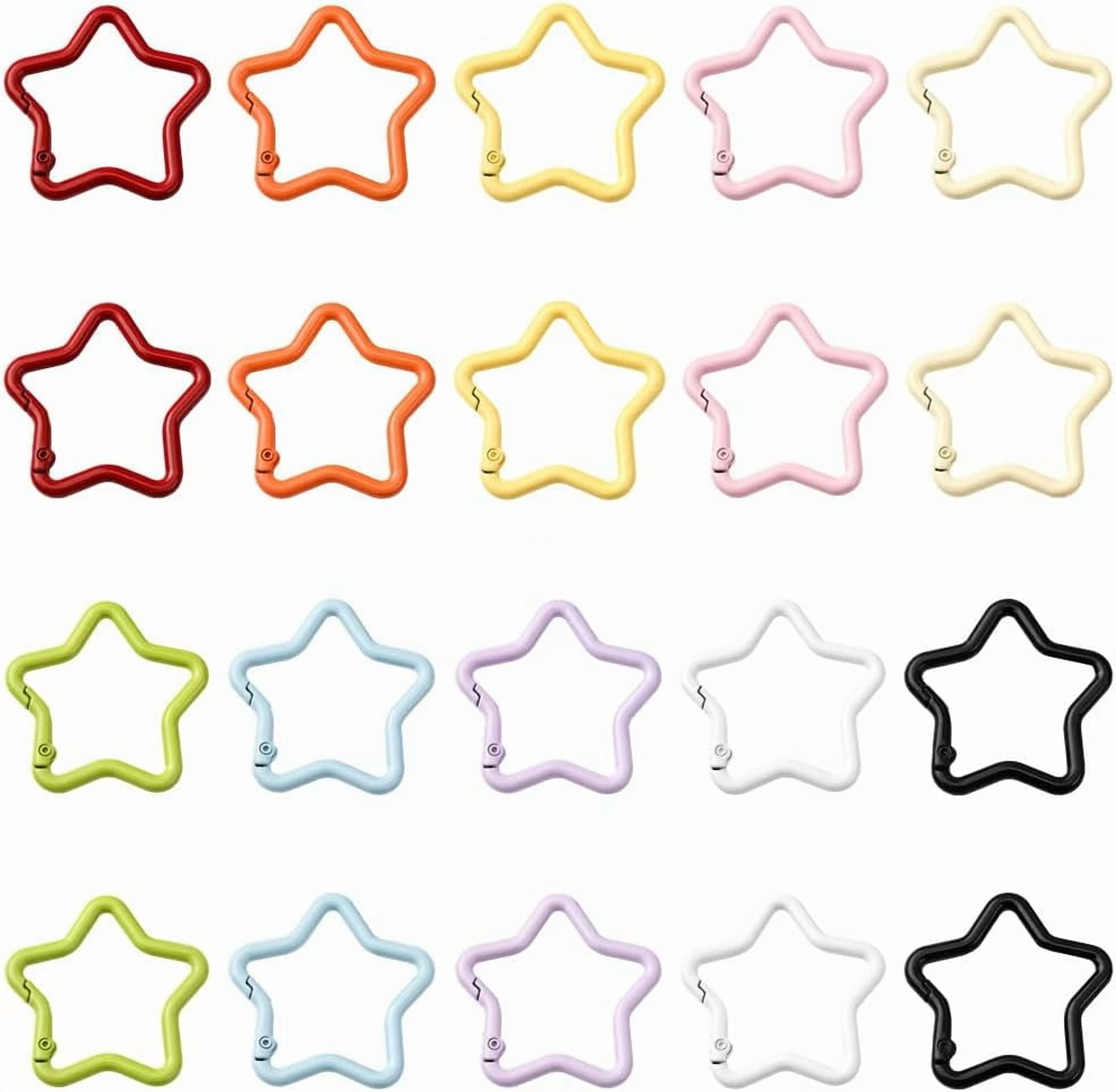 1 Box 20Pcs 10 Colors Star Shape Key Rings Star Snap Hooks 4cm Metal ...