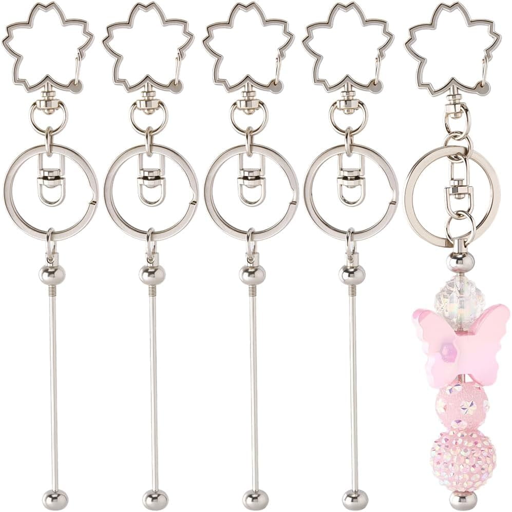 1 Box 20Pcs 10 Sets Keychain Bead Blanks Keychain Bars Bulk Flower ...