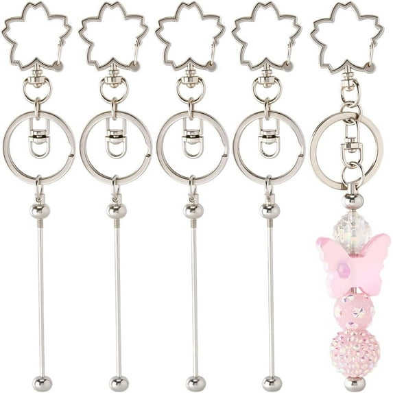 1 Box 20Pcs 10 Sets Keychain Bead Blanks Keychain Bars Bulk Flower ...