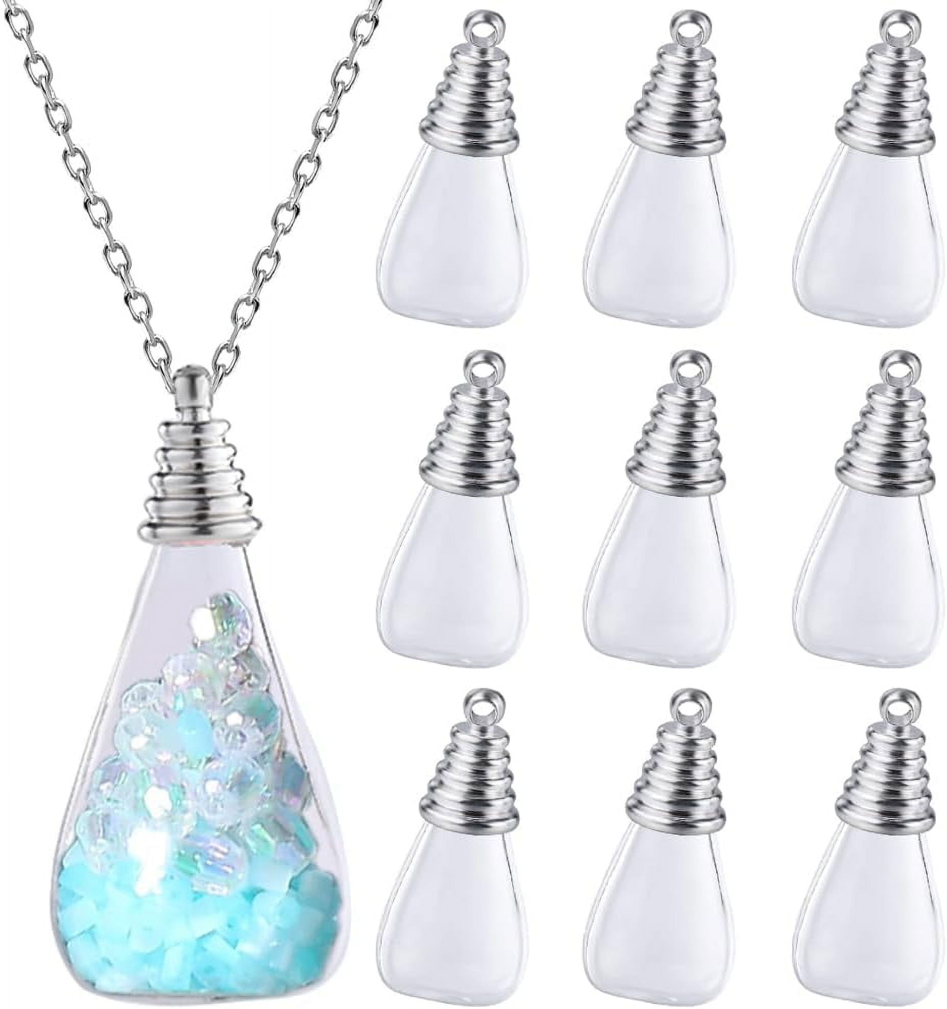 1 Box 20Pcs 10 Sets Mini Glass Bottle Charms Clear Bottle Charm Drop ...