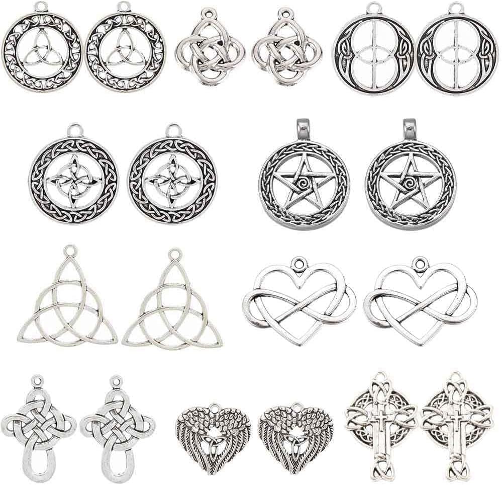 1 Box 20Pcs 10 Style Celtic Knot Charm Celtic Charms Traditional Irish Charms Bulk Trinity Knot ...