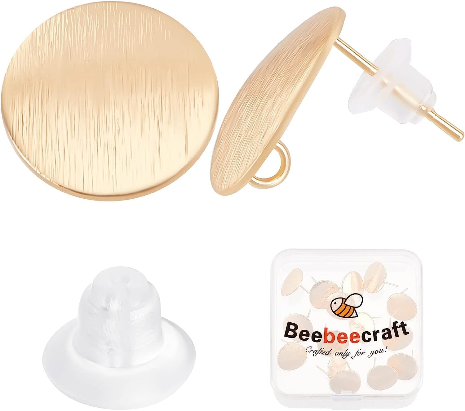 1 Box 20Pcs 18K Gold Plated Flat Round Earring Findings Circle Disc ...