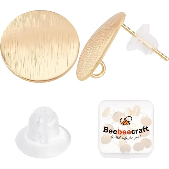 1 Box 20Pcs 18K Gold Plated Flat Round Earring Findings Circle Disc ...