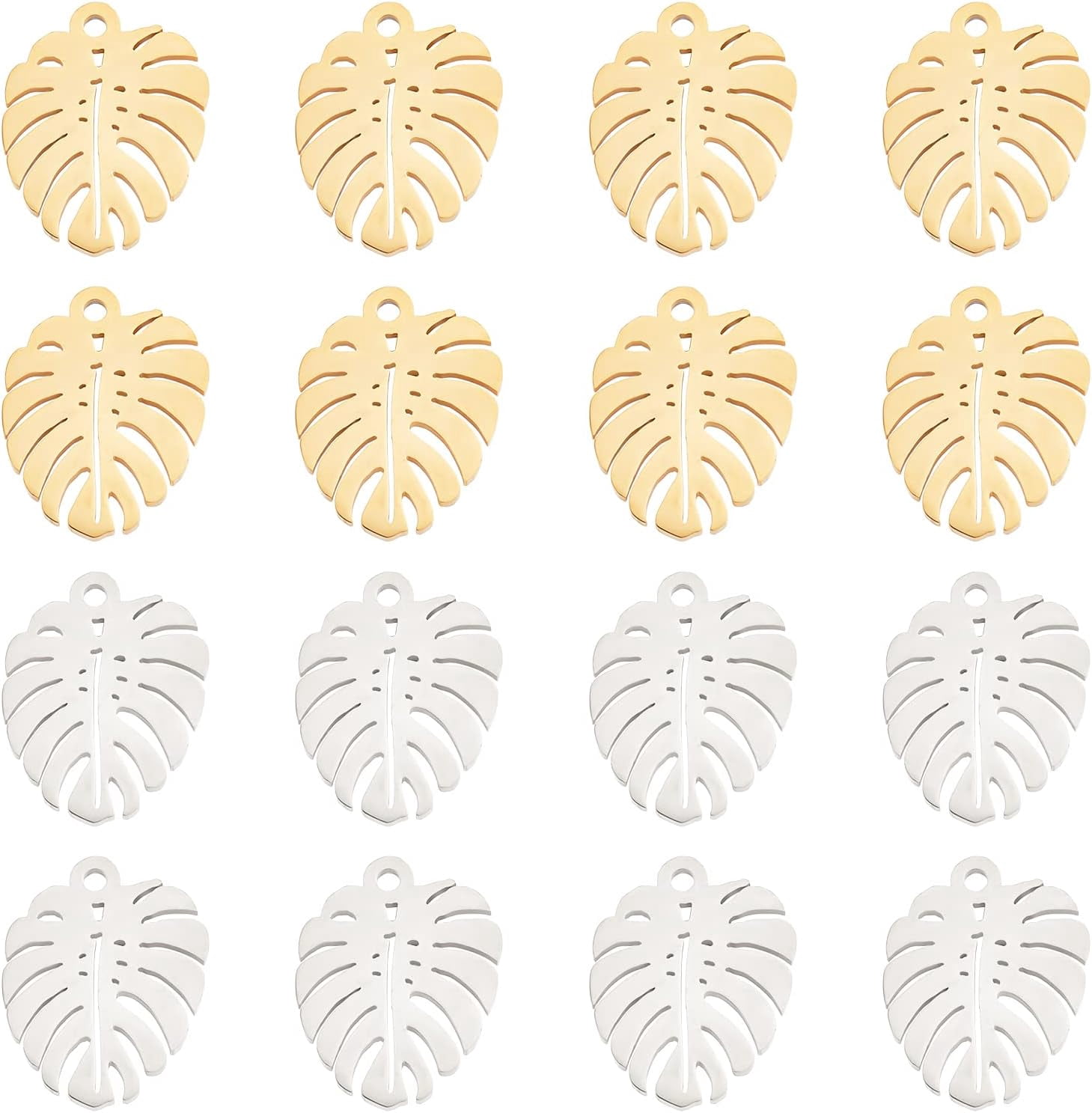 1 Box 20Pcs 2 Colors Monstera Leaf Charm Gold Leaves Charms Sring Plant ...