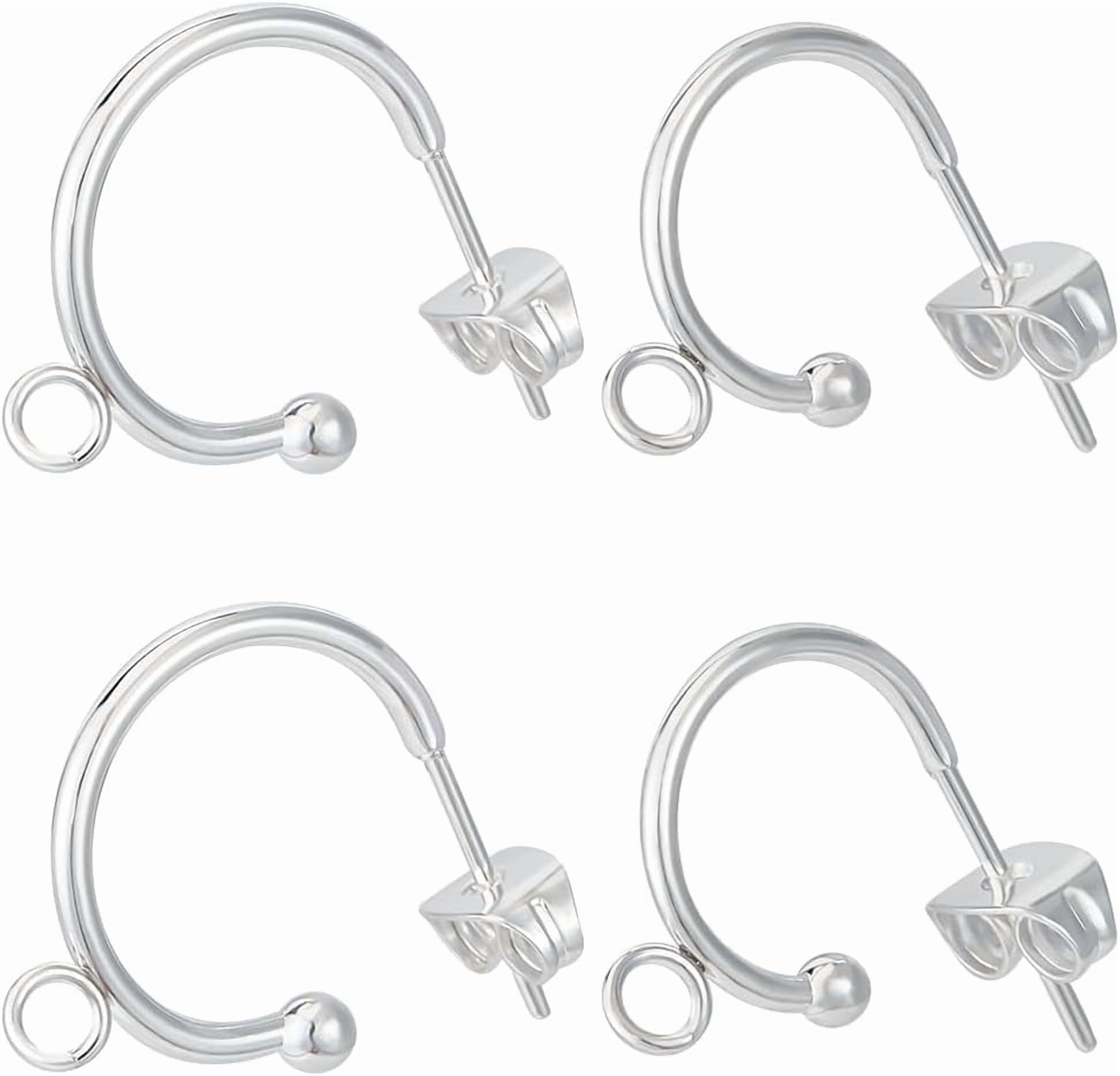 1 Box 20Pcs 2 Size Half Hoop Earring Findings Stainless Steel C-Shape ...