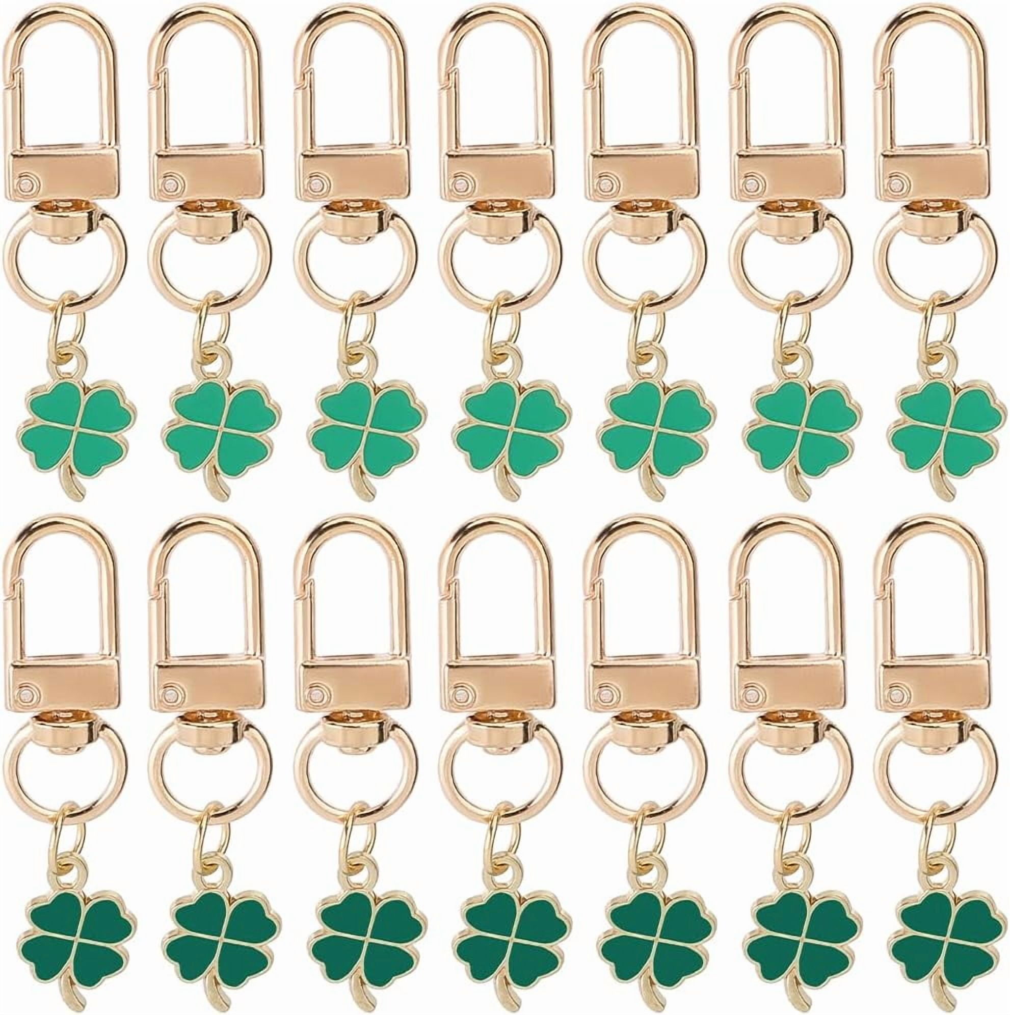 1 Box 20Pcs 4 Leaf Clover Key Chain Plant Keychain Bulk Golden Metal ...