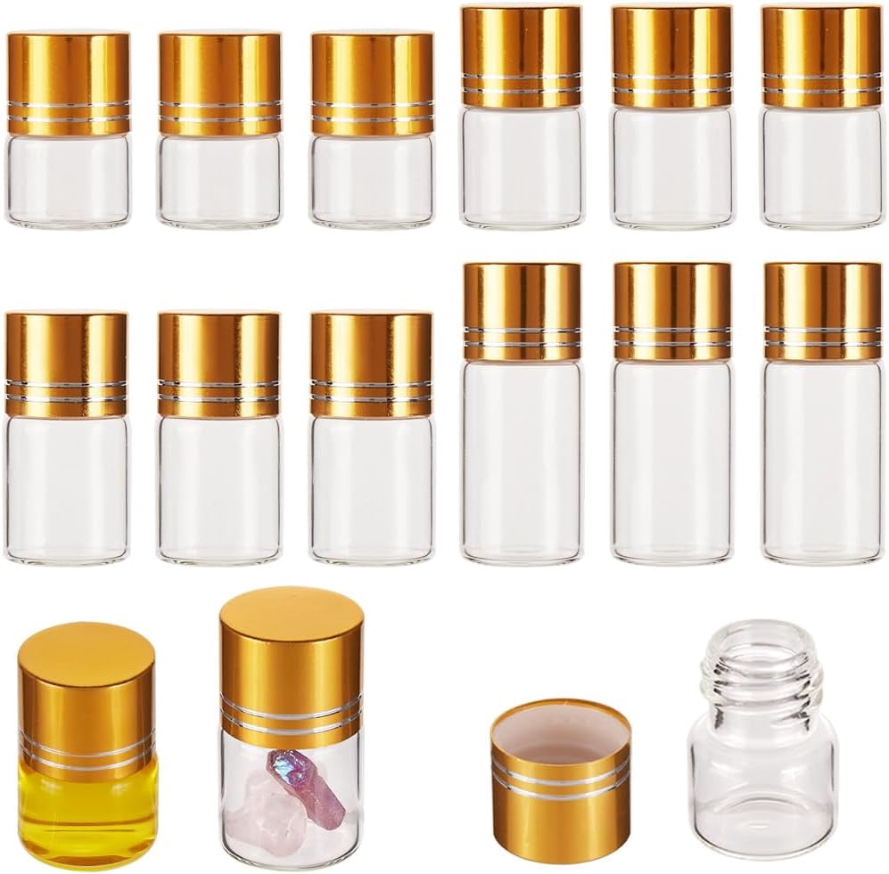 1 Box 20Pcs 4 Style Small Clear Glass Bottles with Aluminum Cap Lids ...