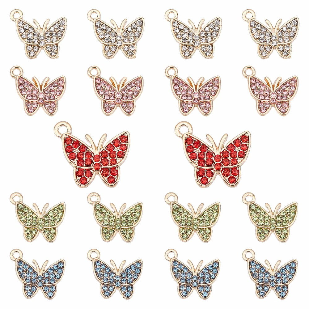 1 Box 20Pcs 5 Colors Butterfly Alloy Charms Enamel Butterfly Charms ...