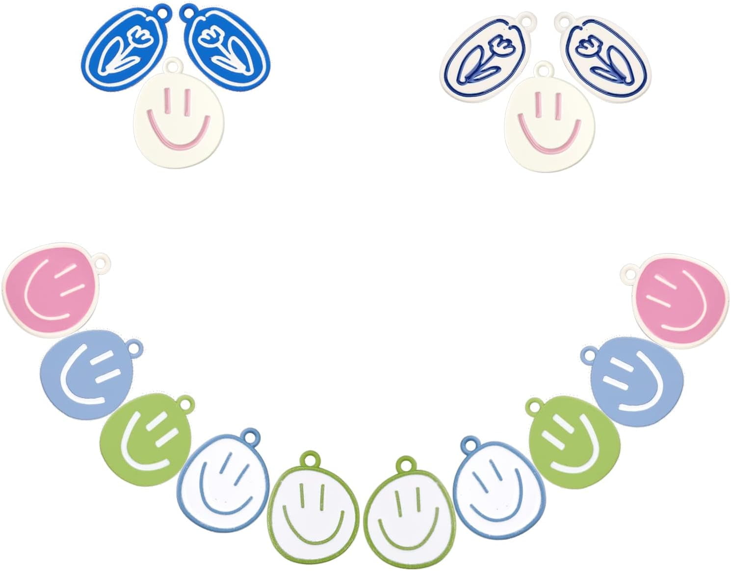 1 Box 20Pcs 5 Styles 2 Colors Moon Star Charms Bulk Colorful Sun Eye ...