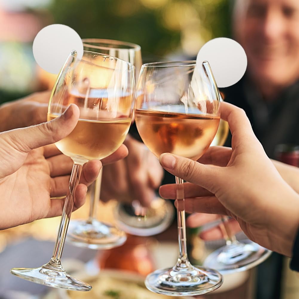 1 Box 20Pcs Acrylic Wine Glass Charm Tags Circle Drink Tag Flat Round ...