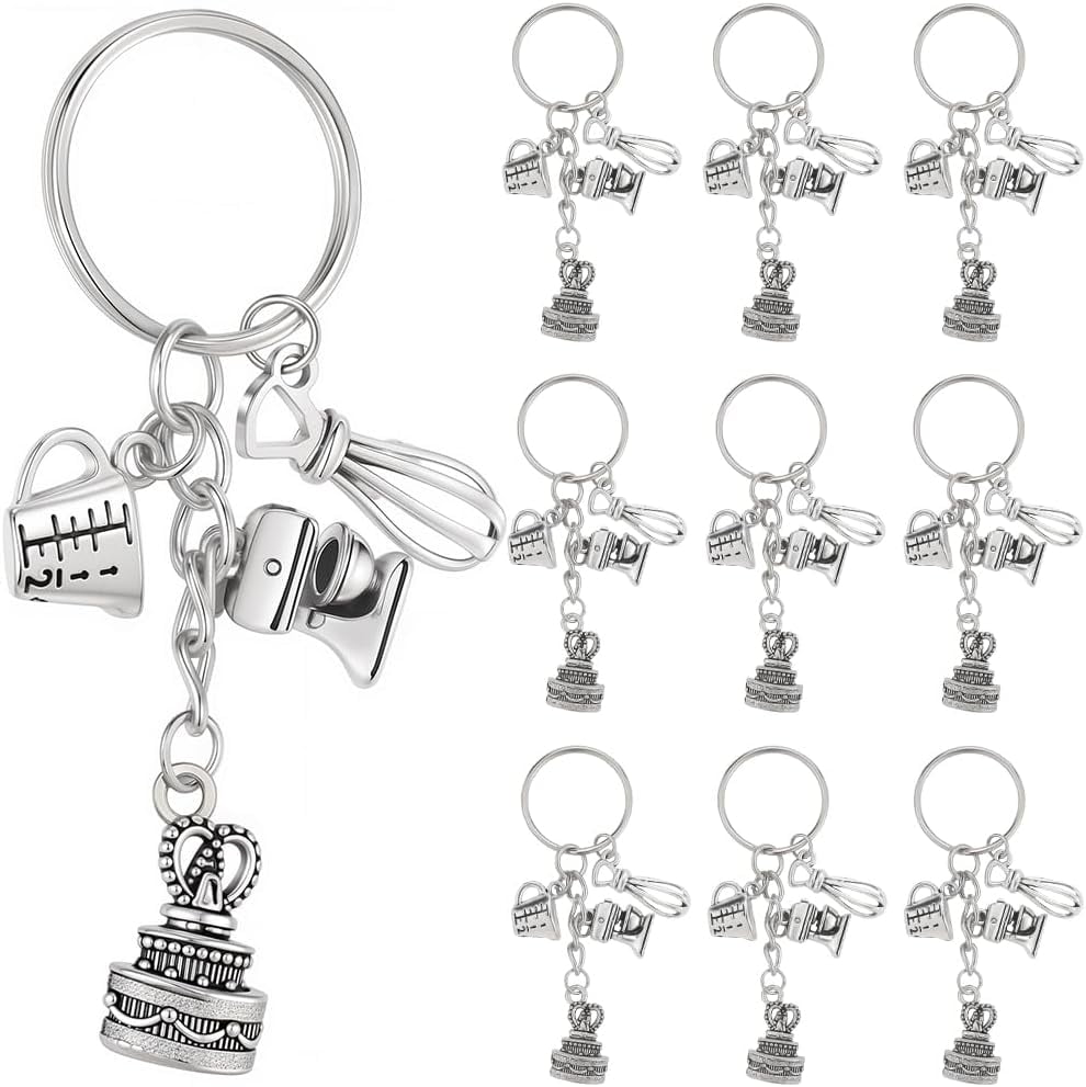1 Box 20Pcs Baking Key Chain Cake Keychain Bulk Silver Metal Alloy ...