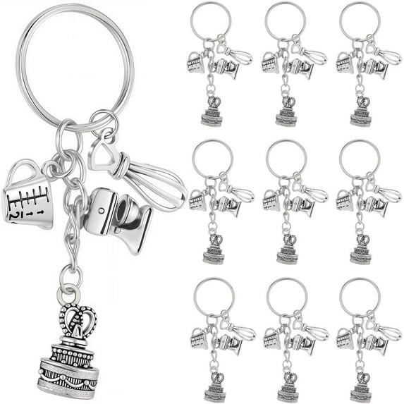 1 Box 20Pcs Baking Key Chain Cake Keychain Bulk Silver Metal Alloy ...