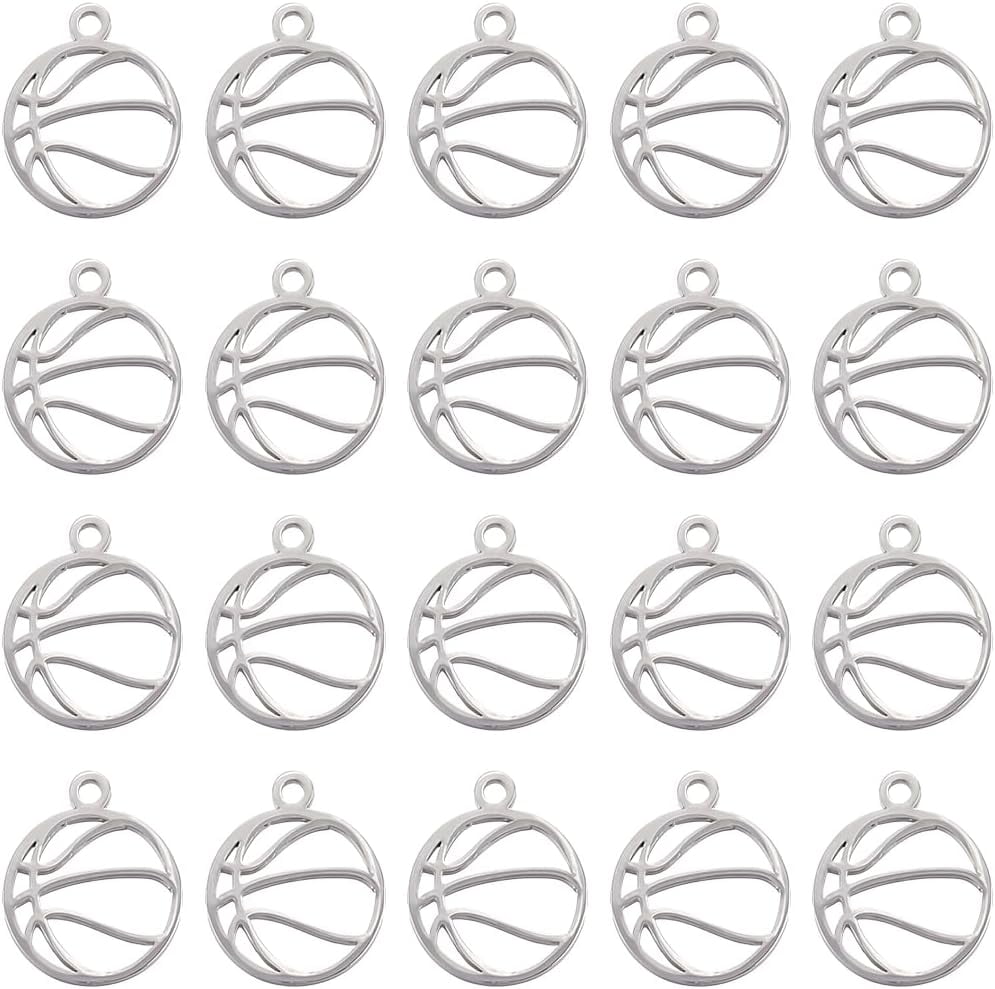 1 Box 20Pcs Basketball Charms Bulk Sport Ball Charms 304 Stainless ...