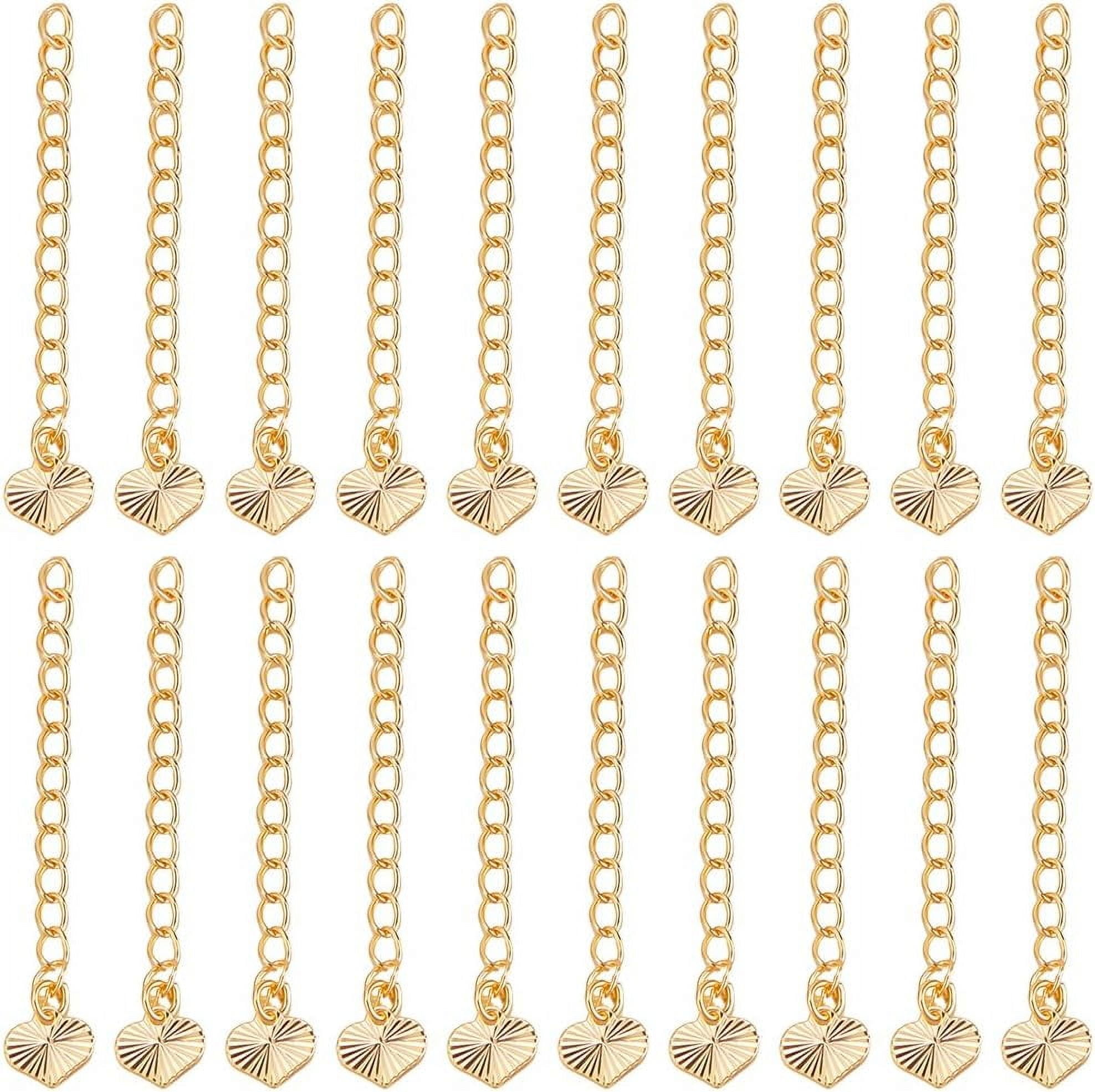 1 Box 20Pcs Bracelet Extender Chain with Heart Tag Necklace End Chains ...