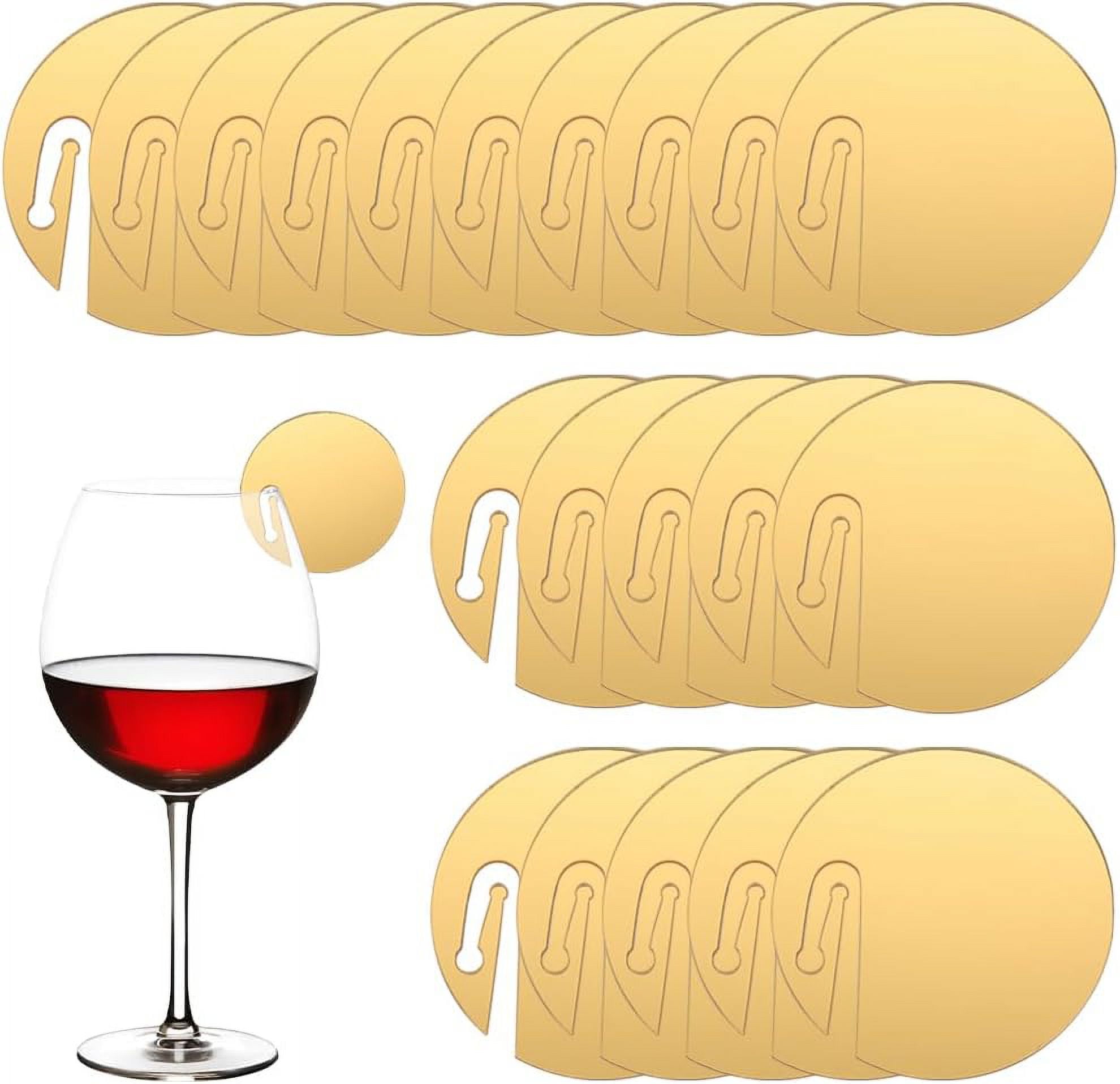 1 Box 20Pcs Circle Drink Tags Flat Round Acrylic Wine Glass Markers Tag ...