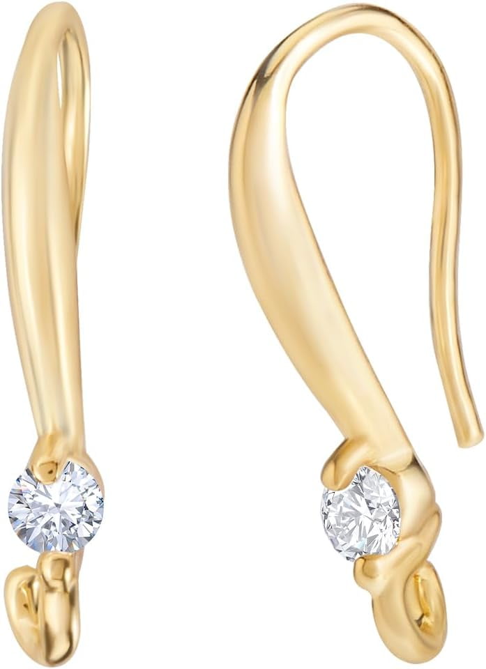 1 Box 20Pcs Earring Hooks Real 18K Gold Plated Brass Earring Findings ...