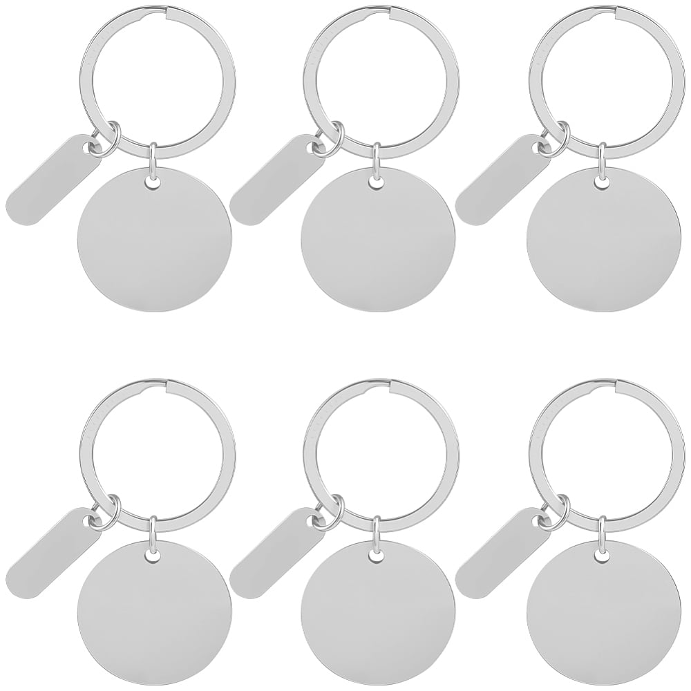 1 Box 20Pcs Engravable Metal Keychain Blanks Round Keychain Blanks ...
