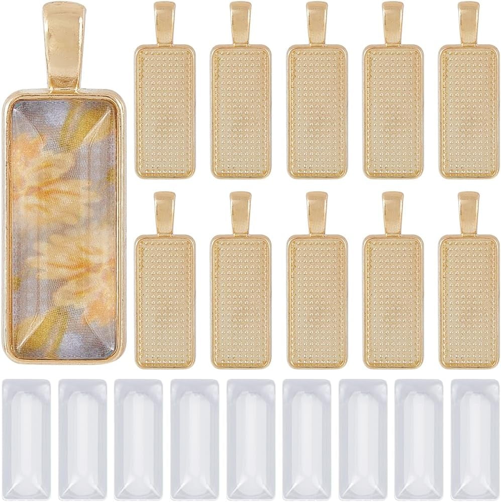 1 Box 20Pcs Gold Rectangle Charms Cabochon Charm Bulk Metal Alloy ...