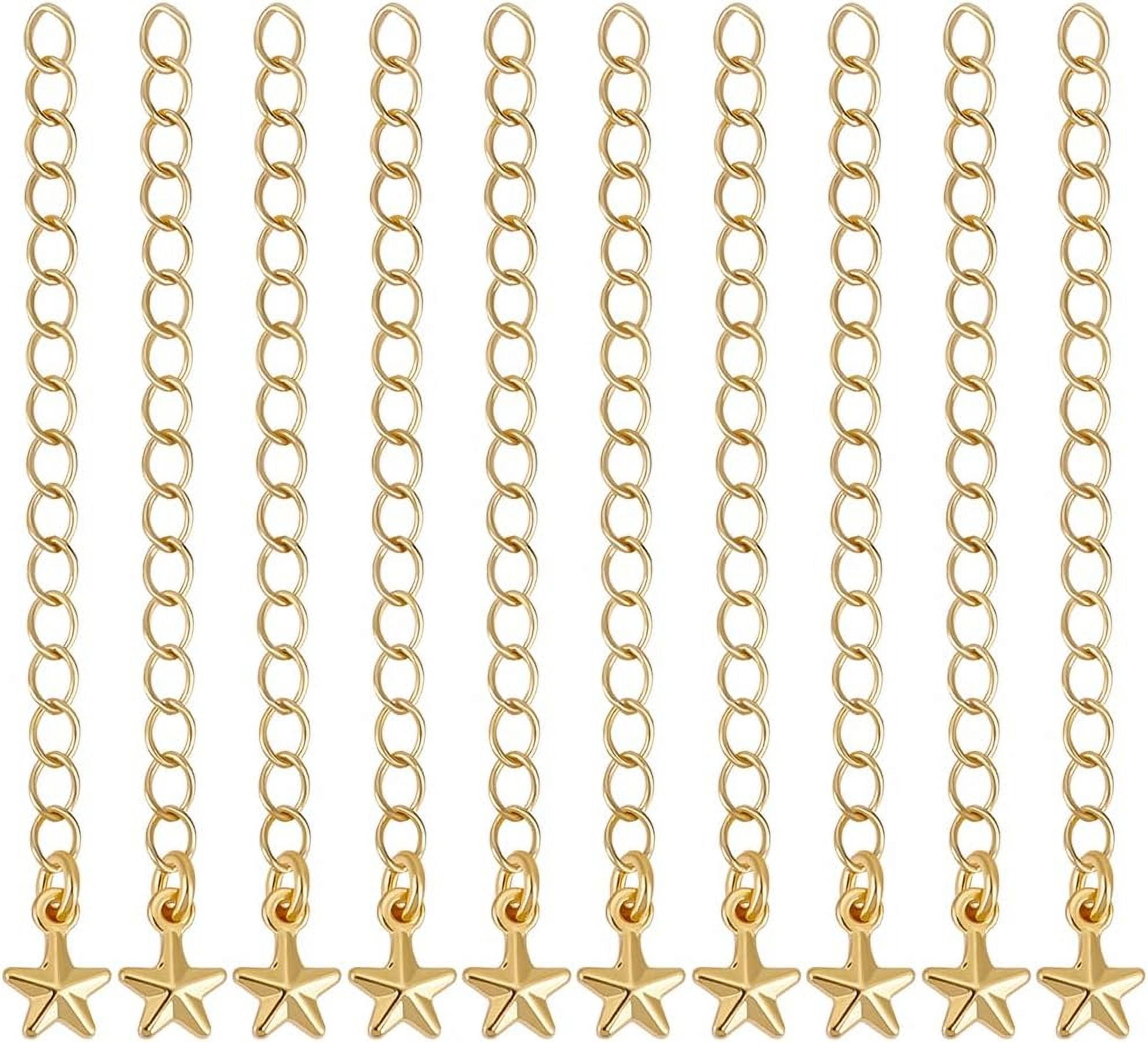 1 Box 20Pcs Golden Necklace Extender Real 18K Gold Plated Brass Metal ...