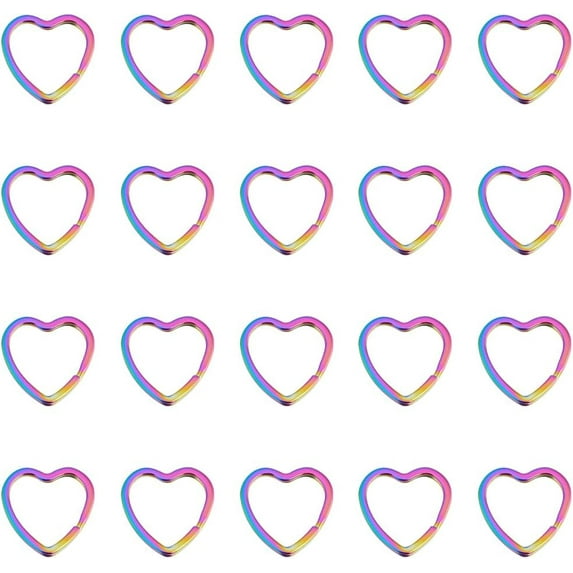 1 Box 20Pcs Heart Shape Keyring Color Split Key Rings Bulk Metal Iron ...