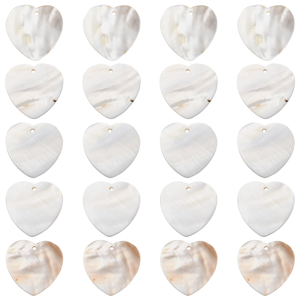 1 Box 20Pcs Heart Shell Beads Flat Shell Bead 30Mm Natural Seashell ...