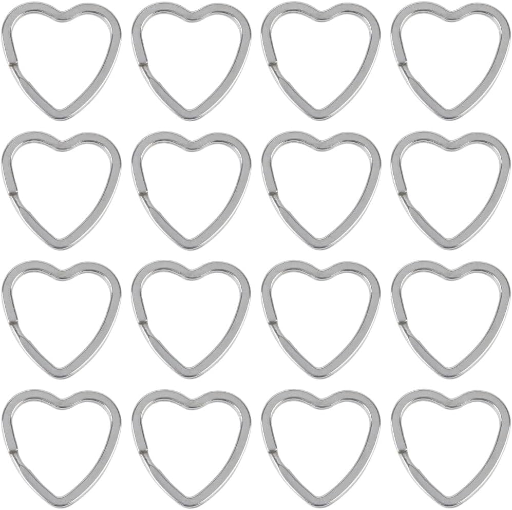 1 Box 20Pcs Heart Split Key Ring Flat Keychain Rings Bulk Metal Silver ...