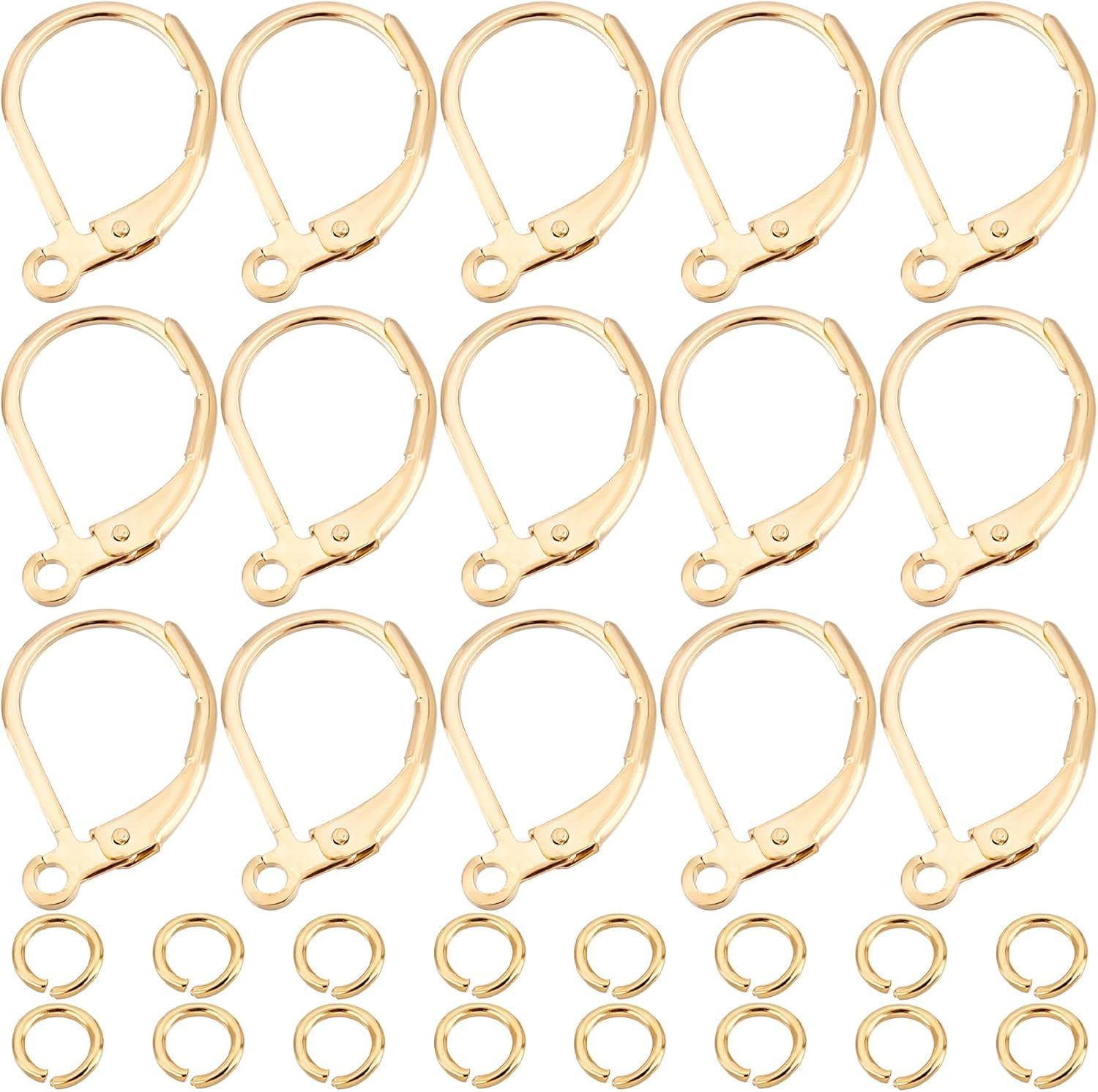 1 Box 20Pcs Leverback Earring Findings 18K Gold Plated French Earring ...