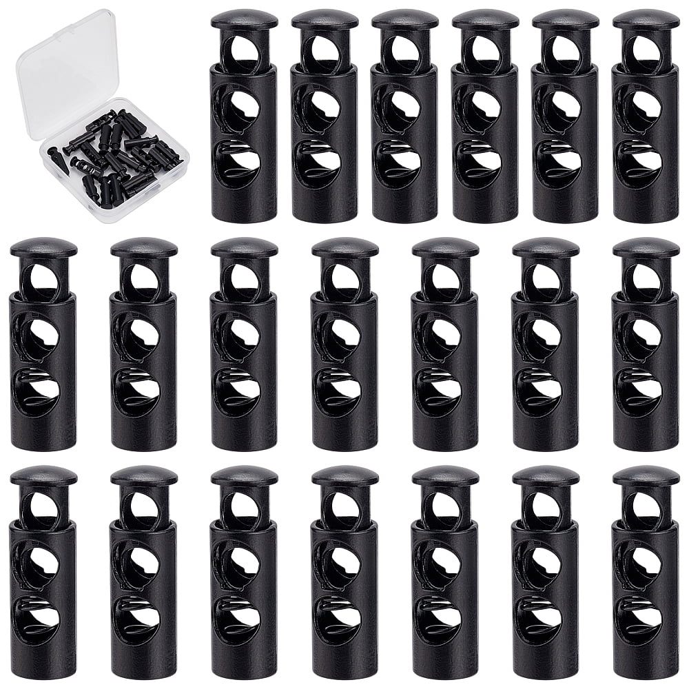 1 Box 20Pcs Metal 2 Holes Toggle Spring Stop String Cord Locks Spring ...