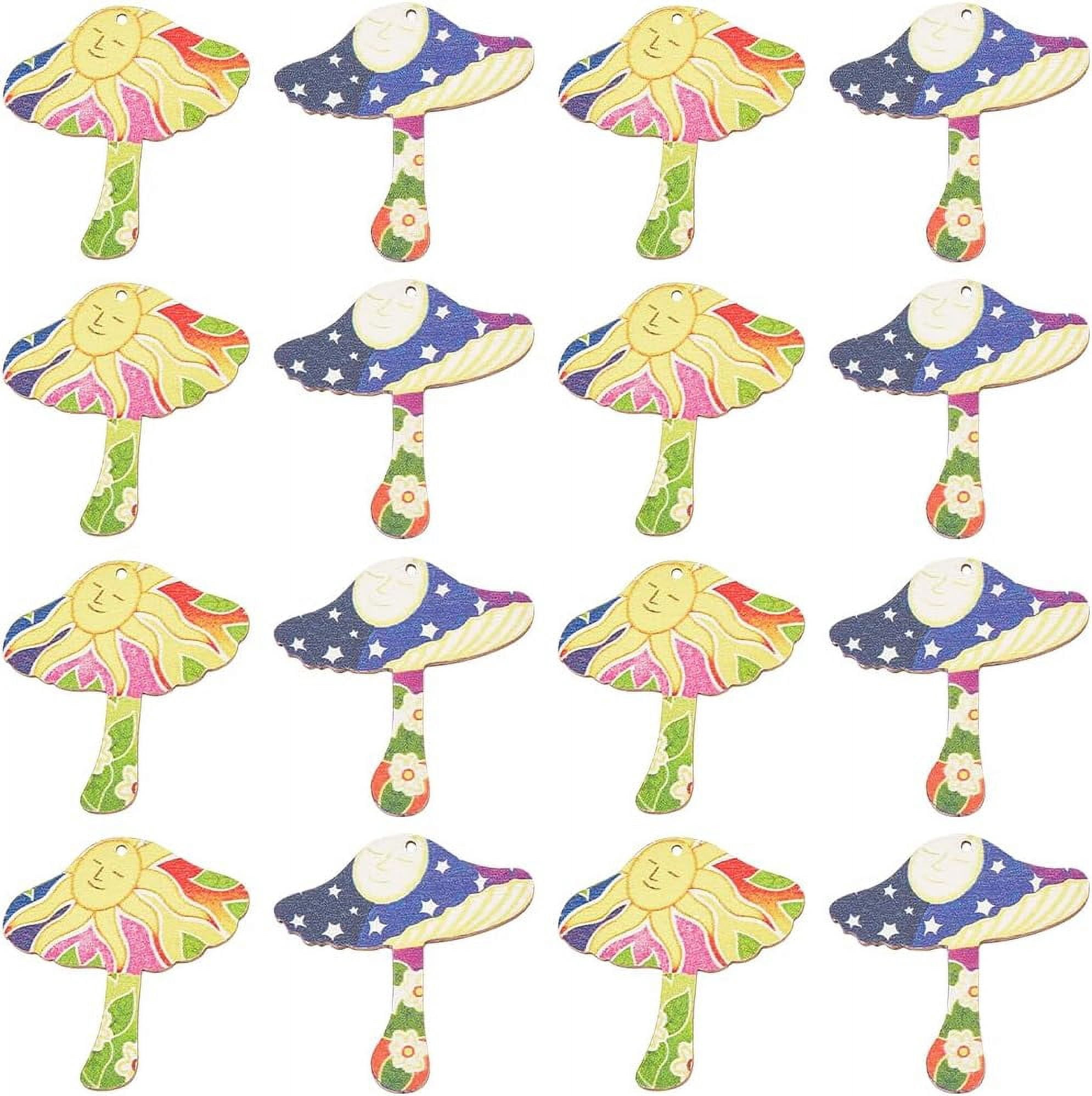 1 Box 20Pcs Mushrooms Charms Wooden Mushroom Charms Bulk Printed Wooden ...