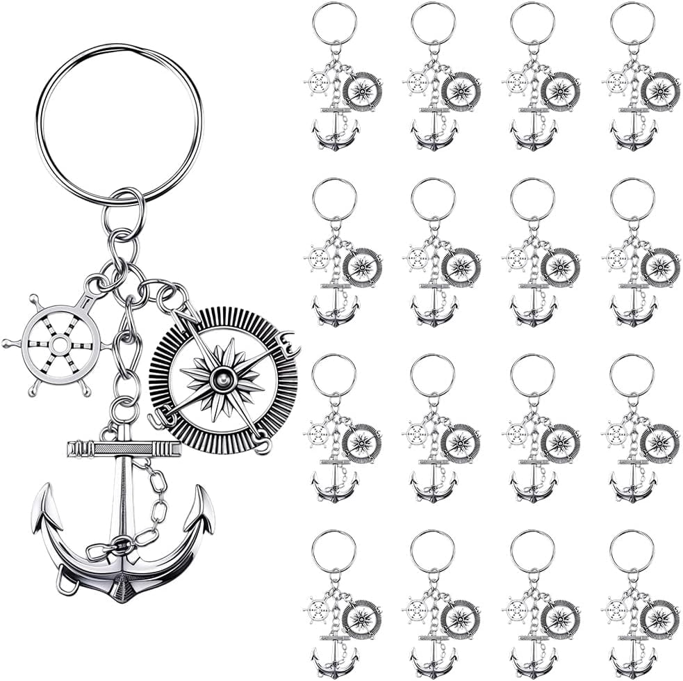 1 Box 20Pcs Nautical Keychain Bulk Anchor Keychains Bulk Silver Alloy ...