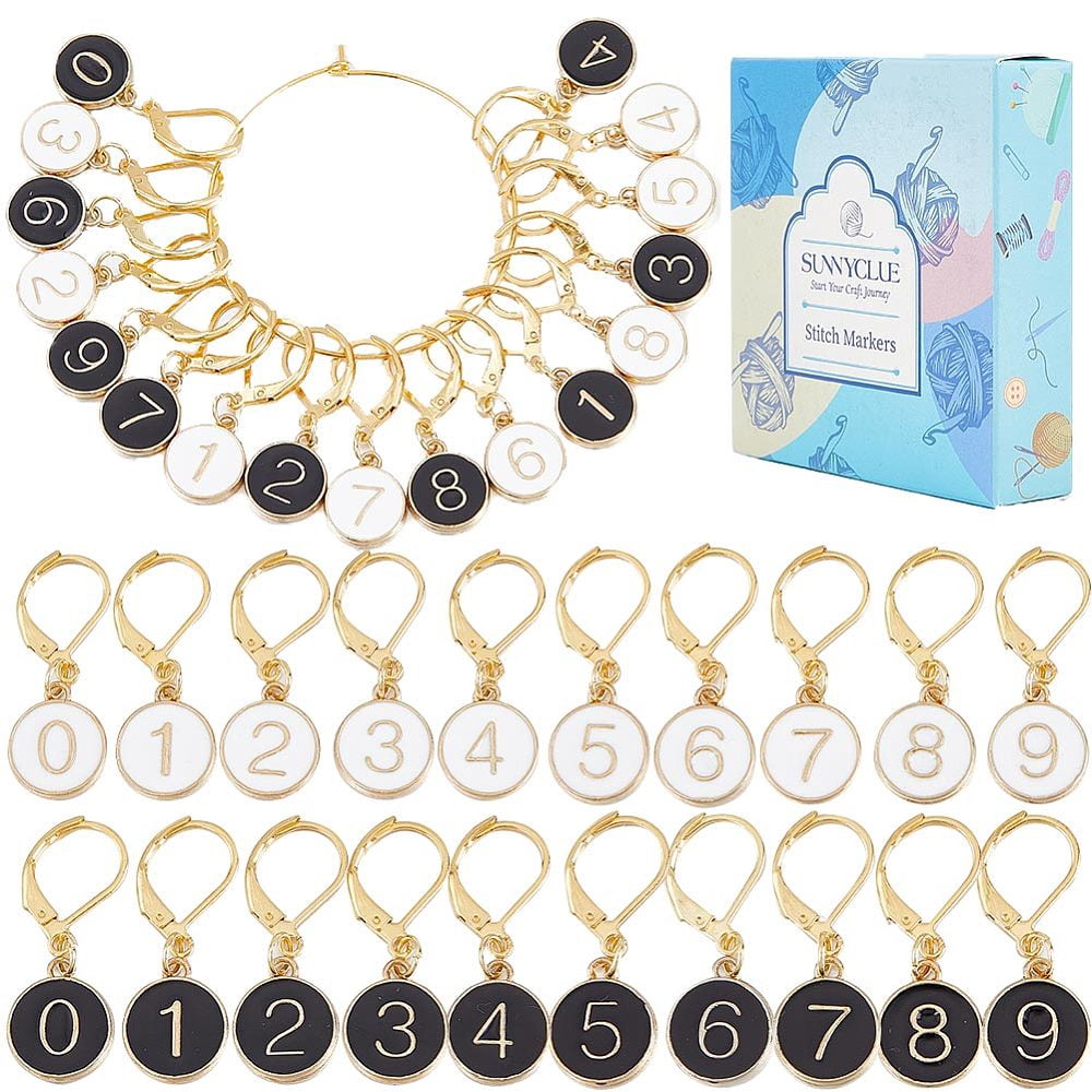 1 Box 20Pcs Number 1~9 Stitch Markers Charms Crochet Enamel Cute ...