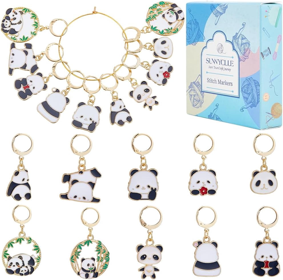 1 Box 20Pcs Panda Stitch Markers Cute Crochet Marker Charms Enamel ...