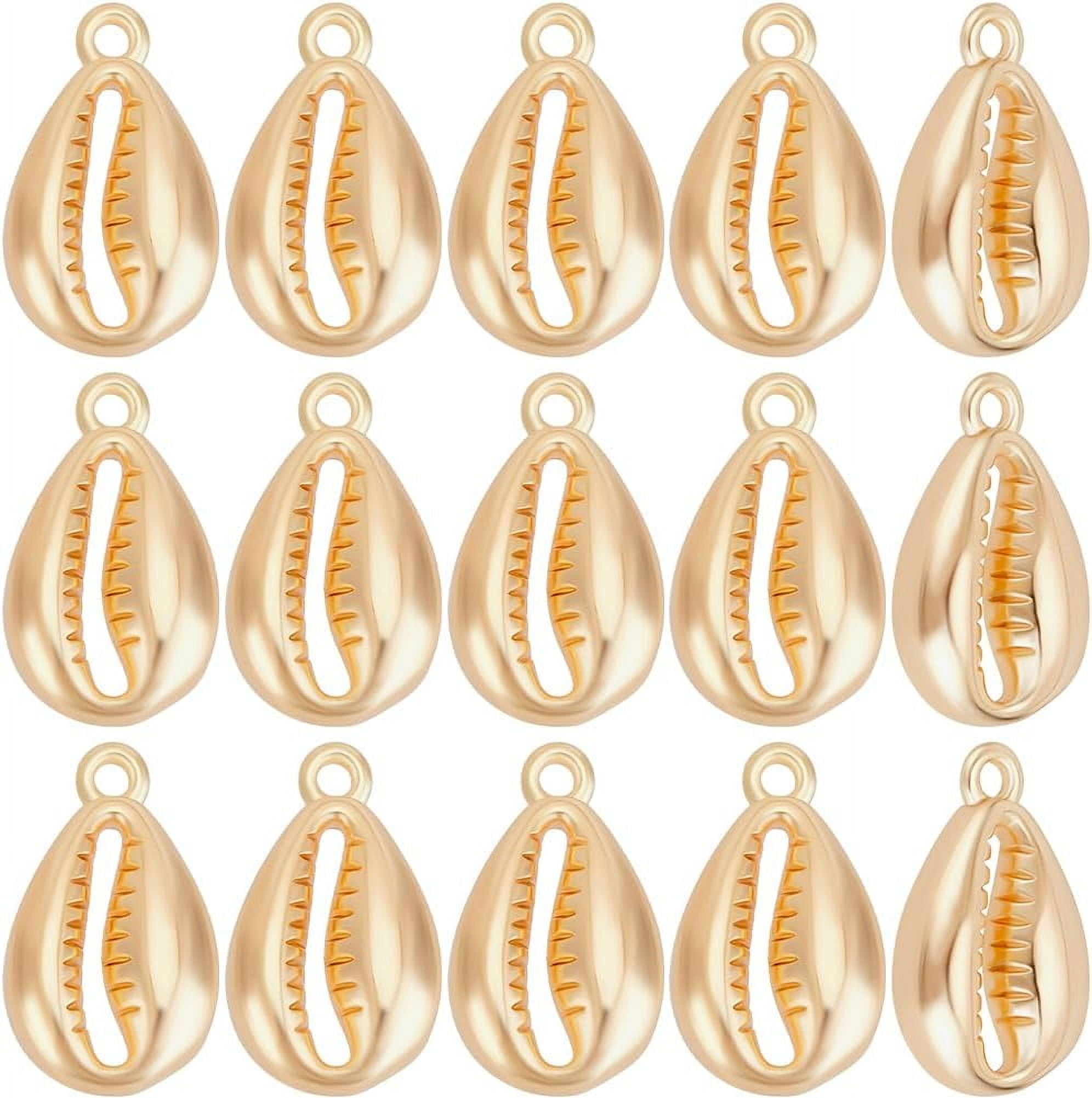 1 Box 20Pcs Shell Charms 18K Gold Plated Brass Cowrie Shell Charms with ...