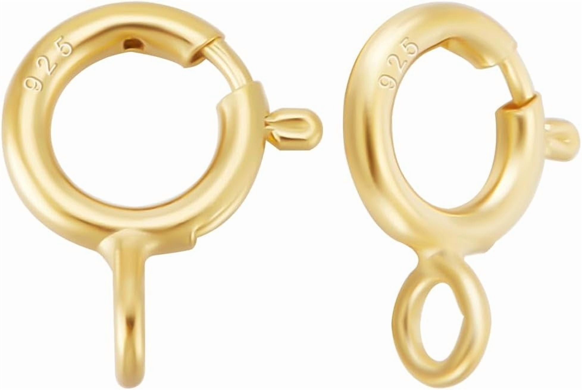 1 Box 20Pcs Spring Clasps with Silver Polishing Cloth 18K Gold Plated 925 Sterling Silver Small ...