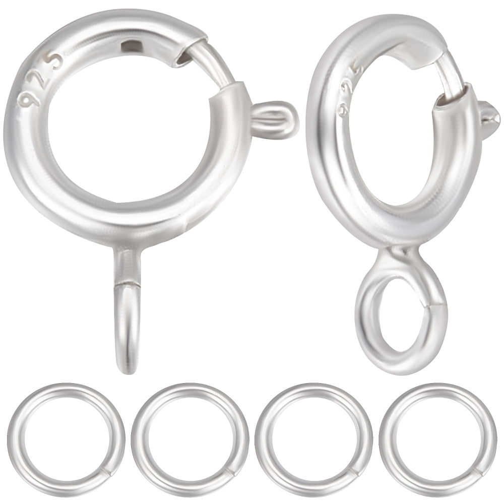 1 Box 20Pcs Spring Ring Clasps 925 Sterling Silver Spring Jewellery ...