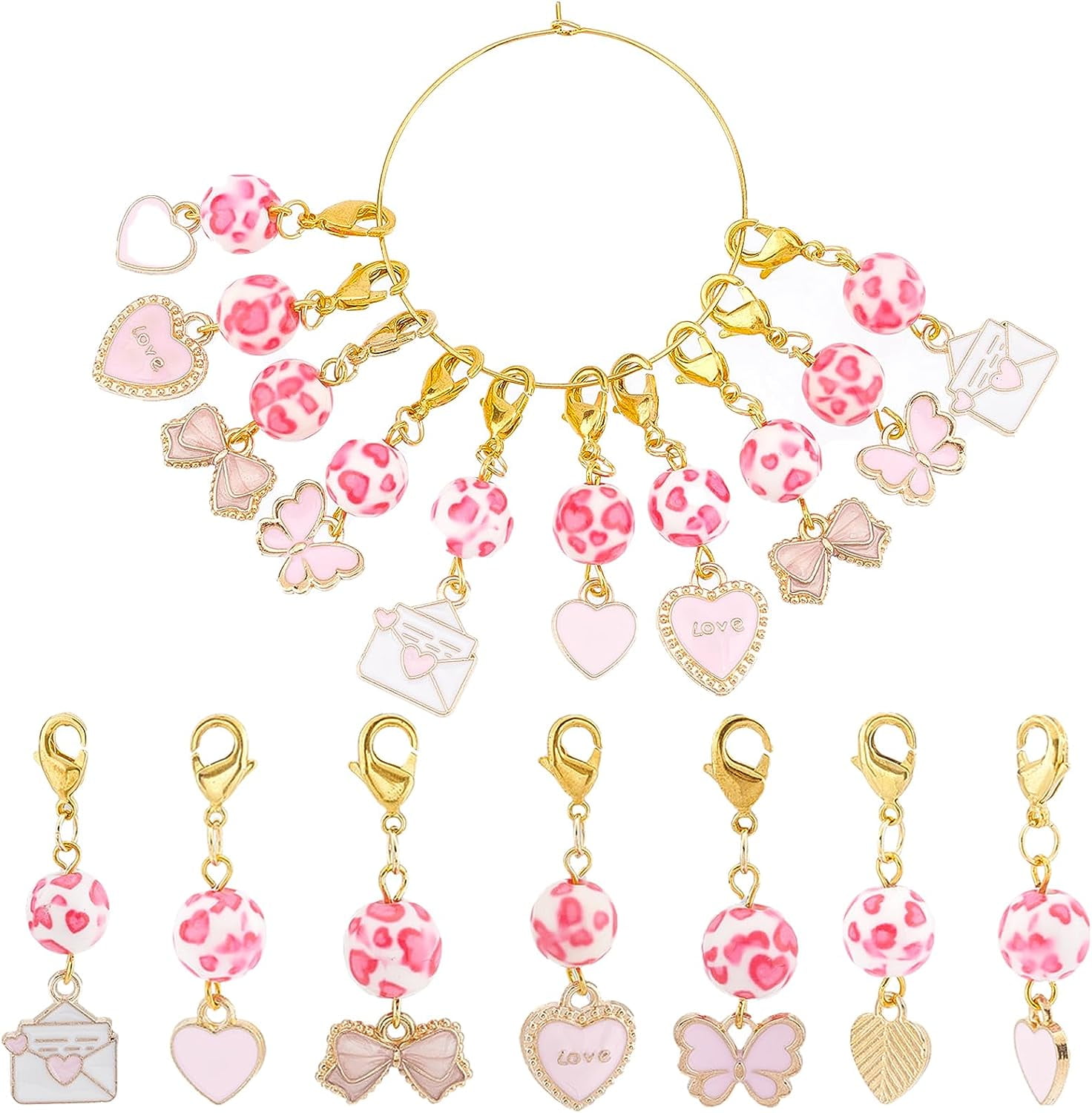 1 Box 20Pcs Stitch Marker Charms Pink Stitch Markers Crochet Cute ...