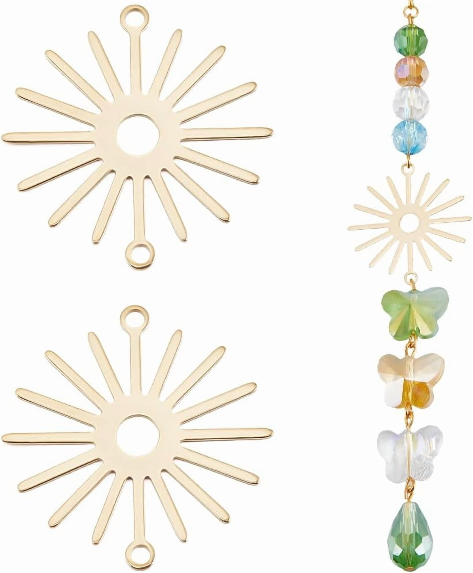 1 Box 20Pcs Sun Charms Real 24K Gold Plated Sun Connector Charms ...