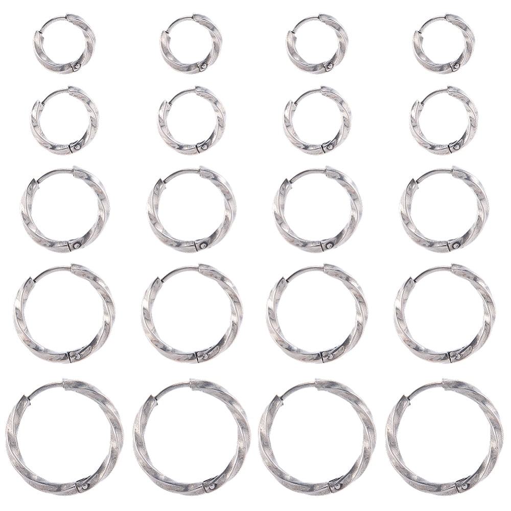 1 Box 20pcs 5 Styles Silver Huggie Hoop Findings Leverback Earrings ...