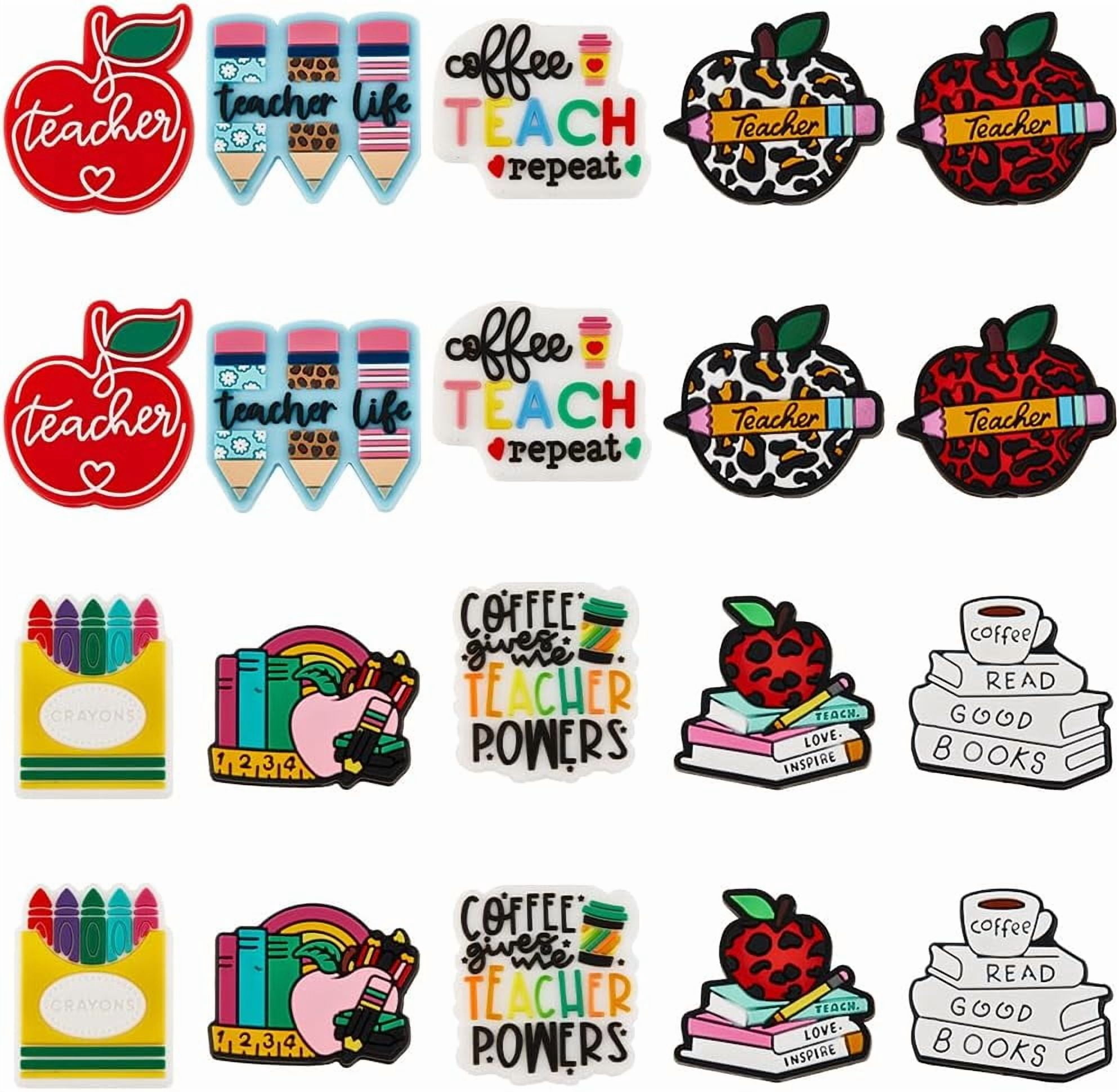1 Box 20pcs Teacher Silicone Beads Book Focal Beads Cute Teachers' Day ...