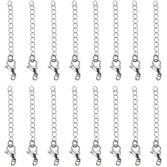 1 Box 20strands 304 Stainless Steel Extender Chains with Lobster Claw ...