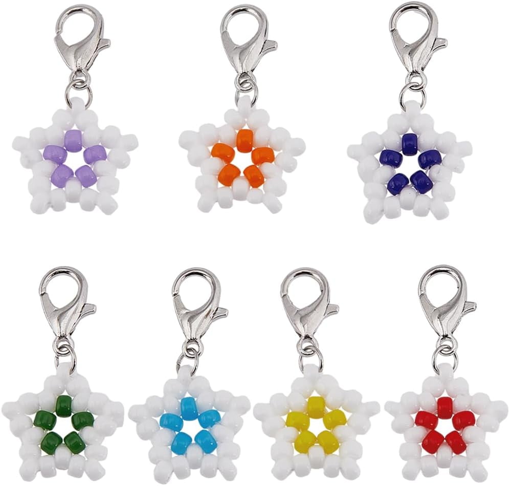 1 Box 21Pcs 7 Colors Stitch Marker Charms Cute Crochet Markers Star ...